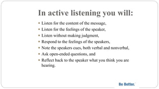 Art of Listening - Listen to Understand. | PPTX