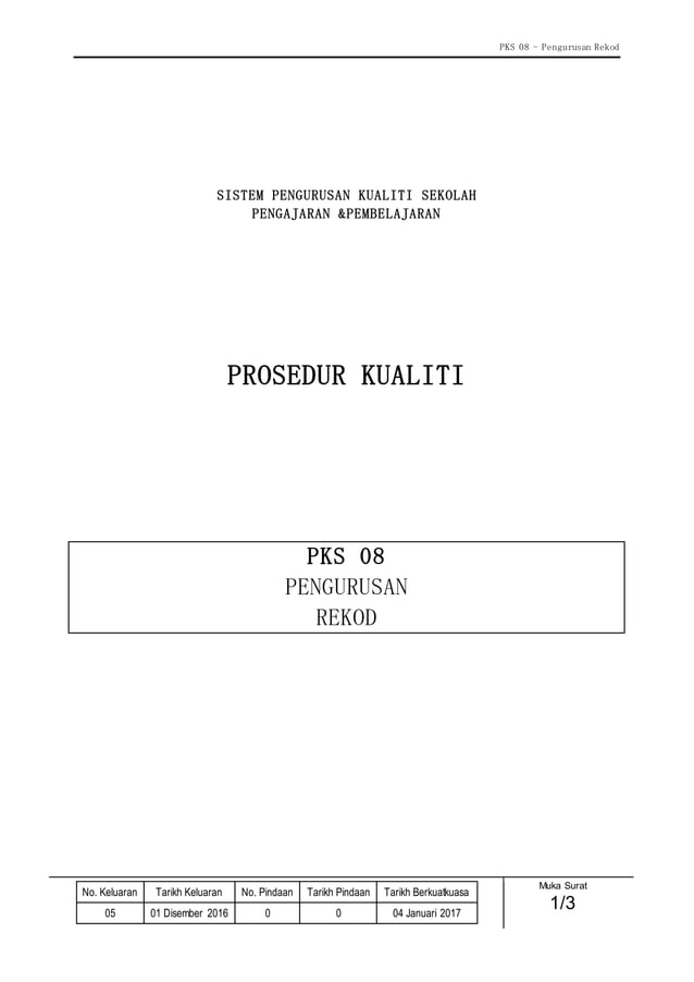 Pks 08 pengurusan rekod | PDF