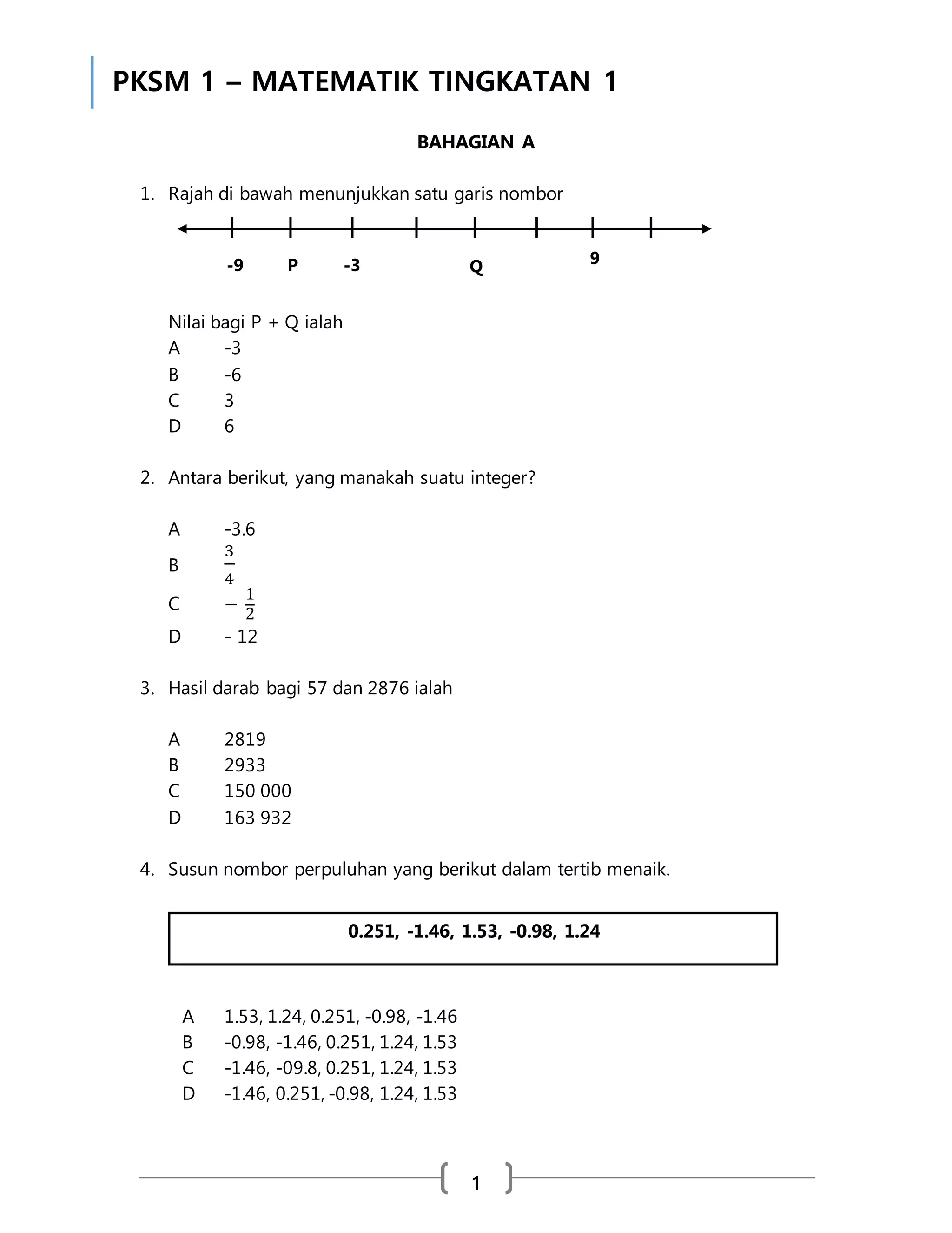 Pksm 1 matematik 2020 | DOCX