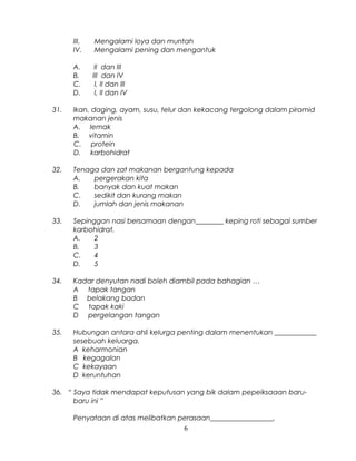 Soalan Pendidikan Kesihatan Tahun 4 2018 | DOC