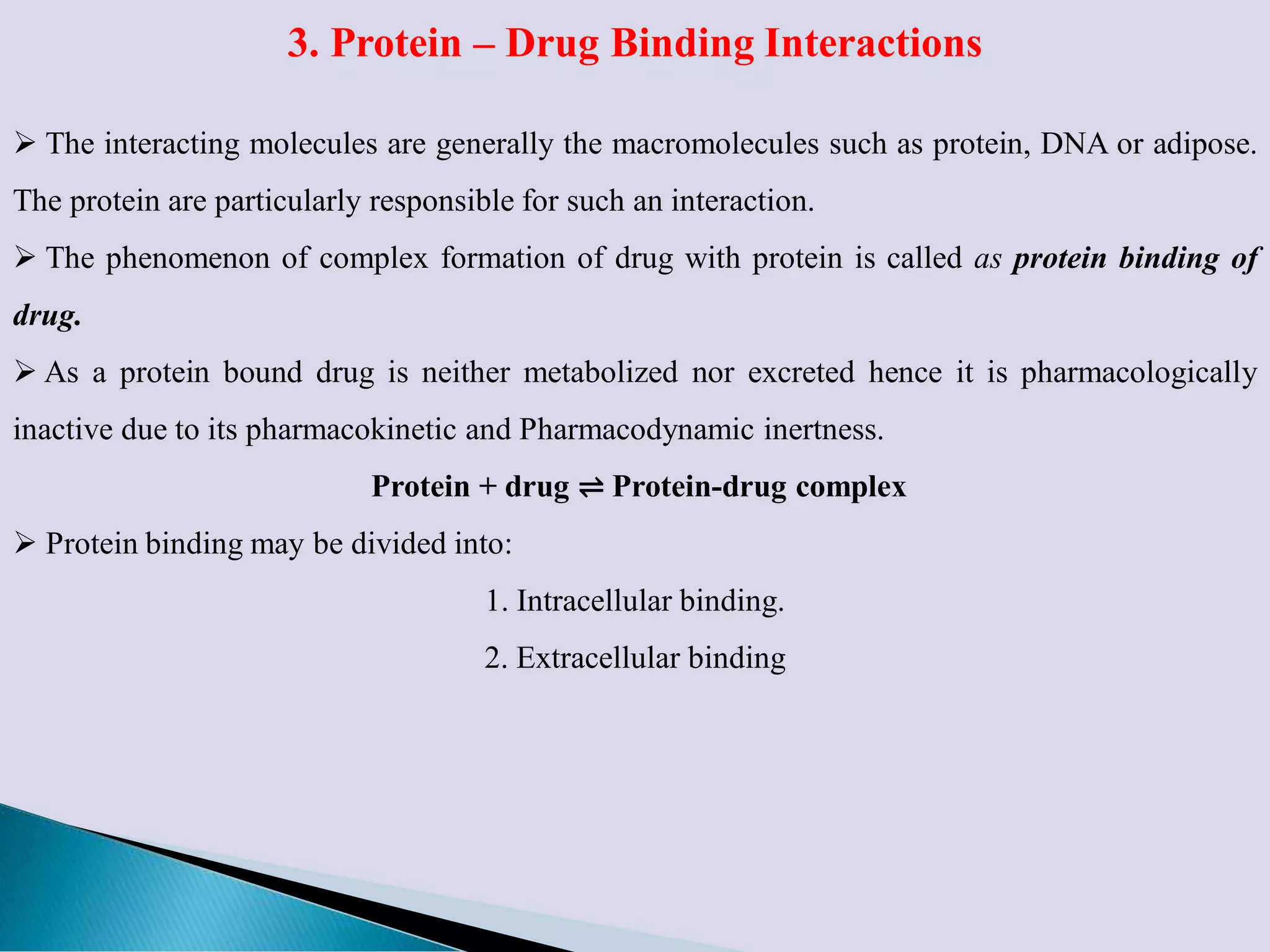 Drug Interactions and protein drug binding interactions | PDF
