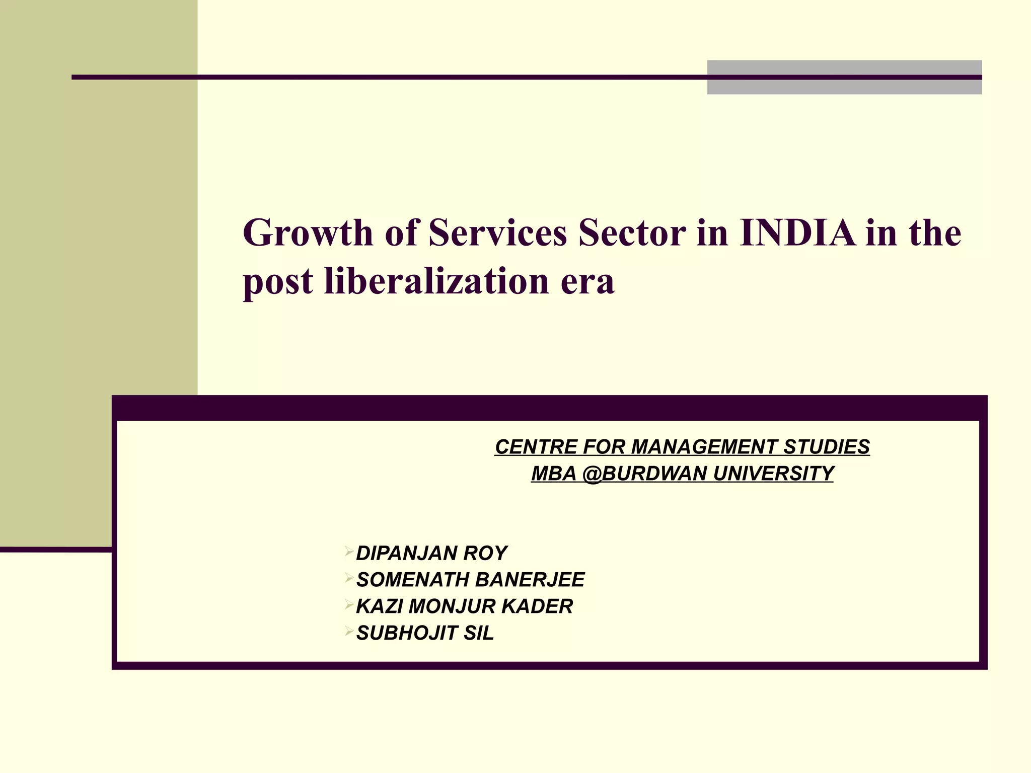 growth of service sector in india after post independence era... | PPT