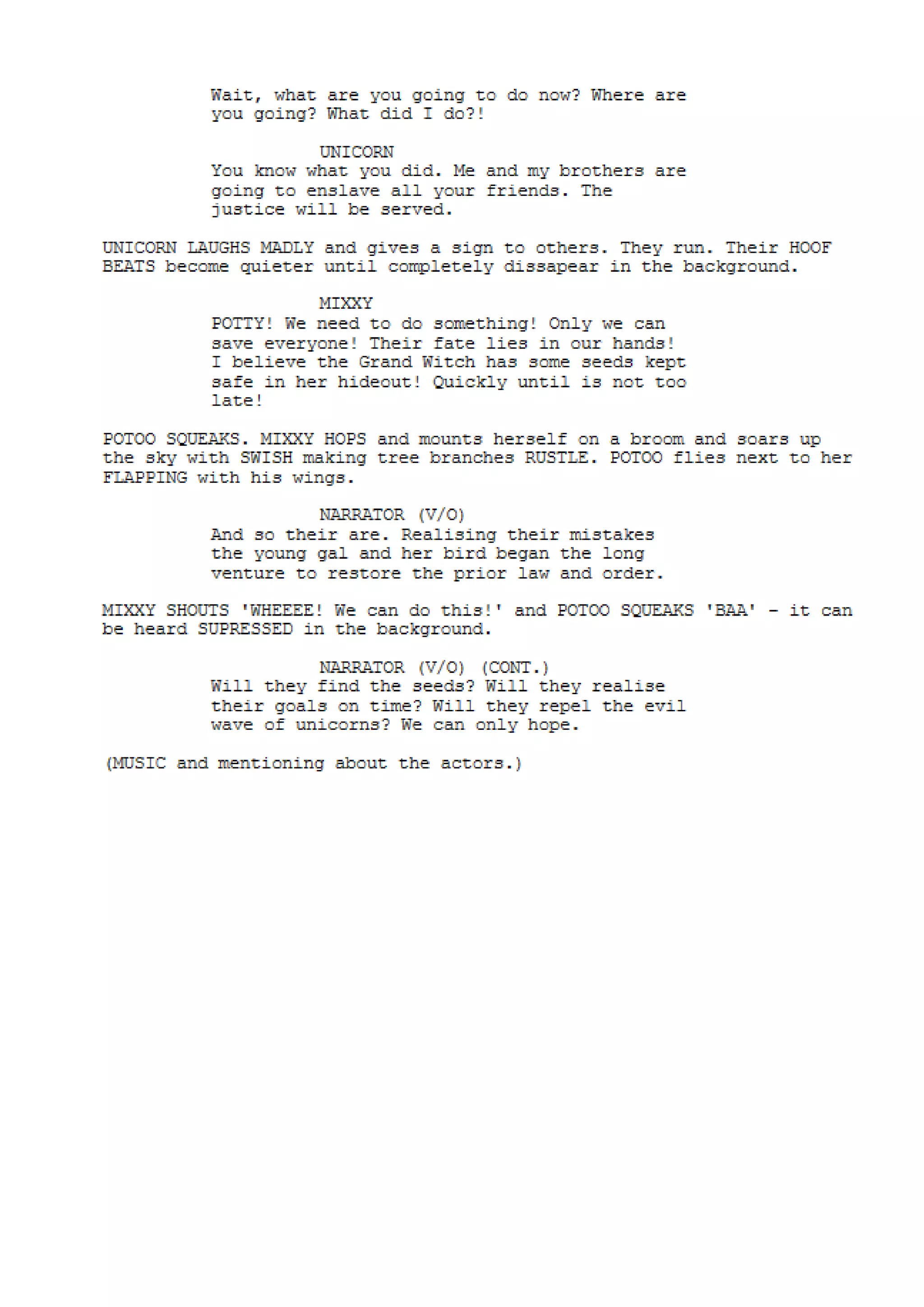 PK unicorn slayer audio script | DOCX