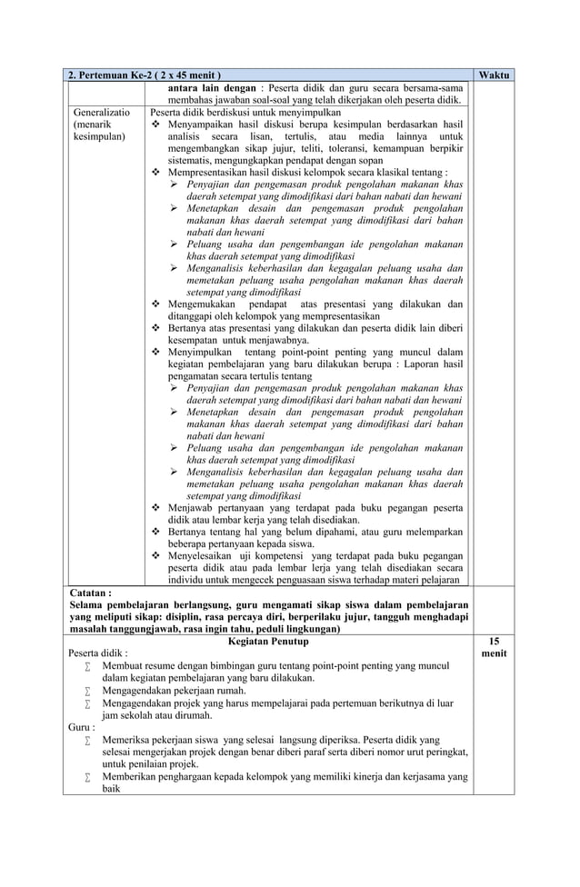 RPP SMA PKWU - Aspek Pengolahan Kelas XII | PDF