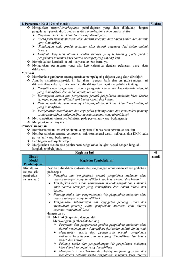 RPP SMA PKWU - Aspek Pengolahan Kelas XII | PDF