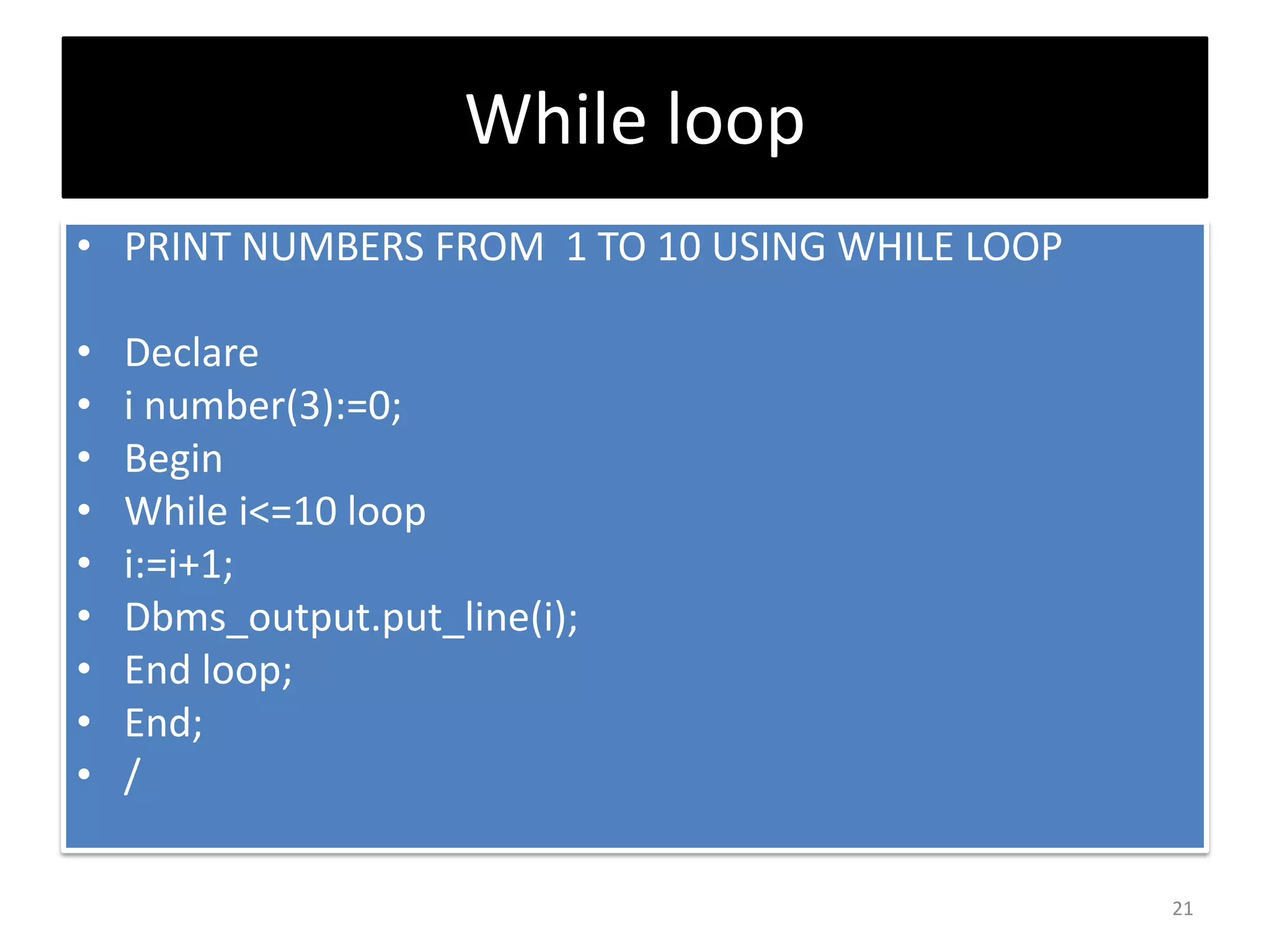 ORACLE PL SQL FOR BEGINNERS | PPTX | Databases | Computer Software and ...