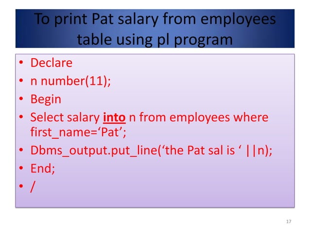 ORACLE PL SQL FOR BEGINNERS | PPTX | Databases | Computer Software and ...