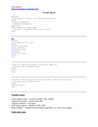 PL/SQL Blocks | DOCX | Databases | Computer Software and Applications