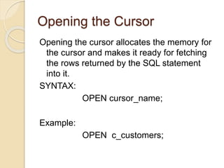 PL/SQL - CURSORS | PPT