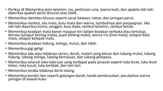 Pemeriksaan luar, pemeriksaan dalam, pemeriksaan TKP dan Exhumasi.pptx
