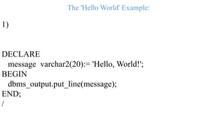 PL-SQL DIFFERENT PROGRAMS | PPT