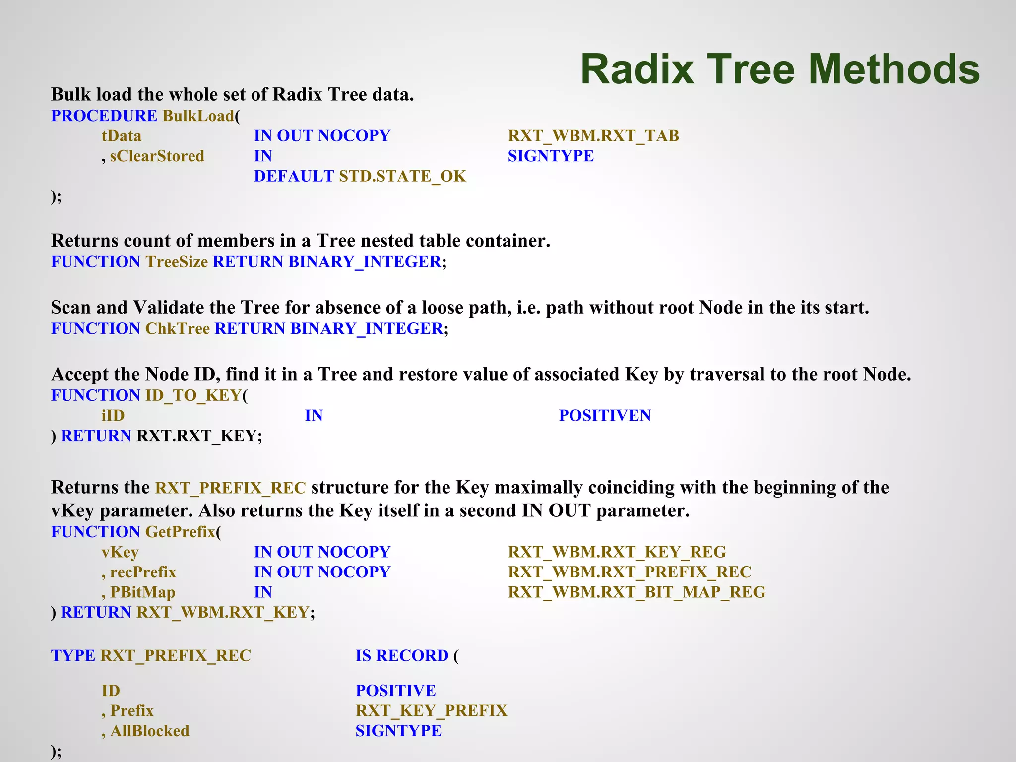 PL/SQL and radix tree structure | PPT