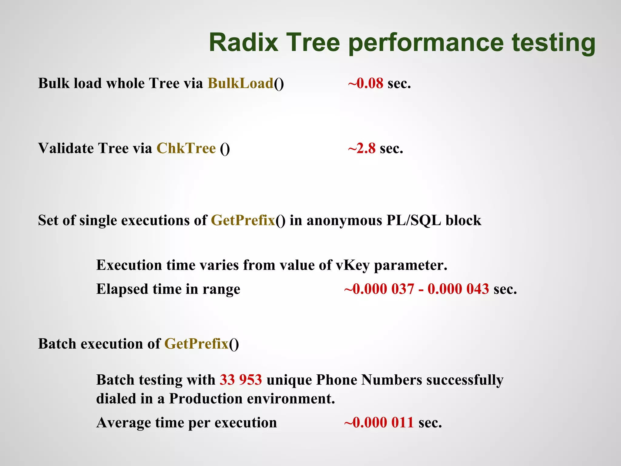 PL/SQL and radix tree structure | PPT