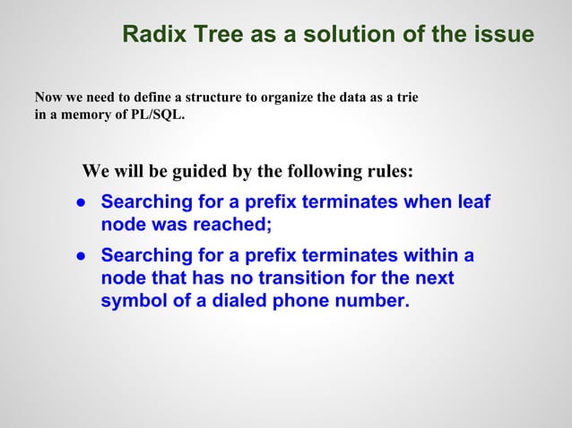 PL/SQL and radix tree structure | PPT