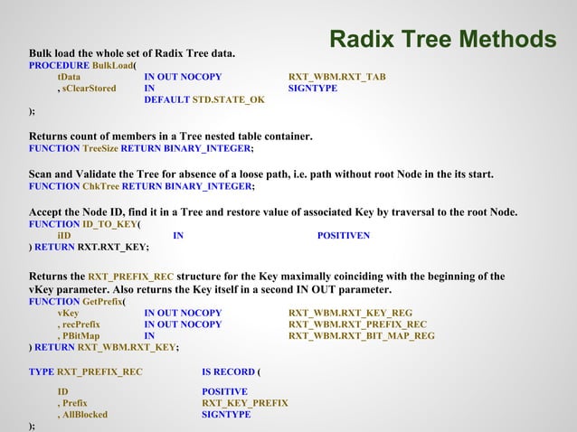 PL/SQL and radix tree structure | PPT