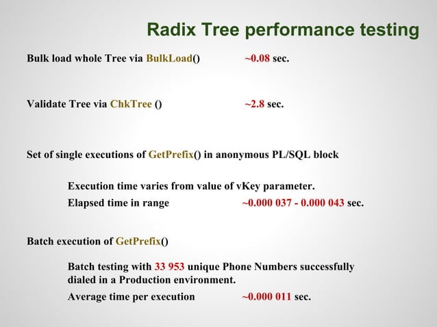PL/SQL and radix tree structure | PPT