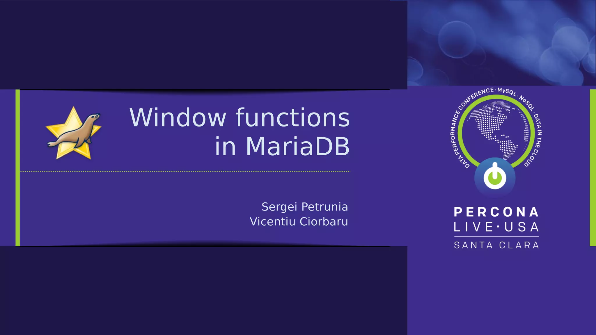 Window functions in MariaDB 10.2 | PPT