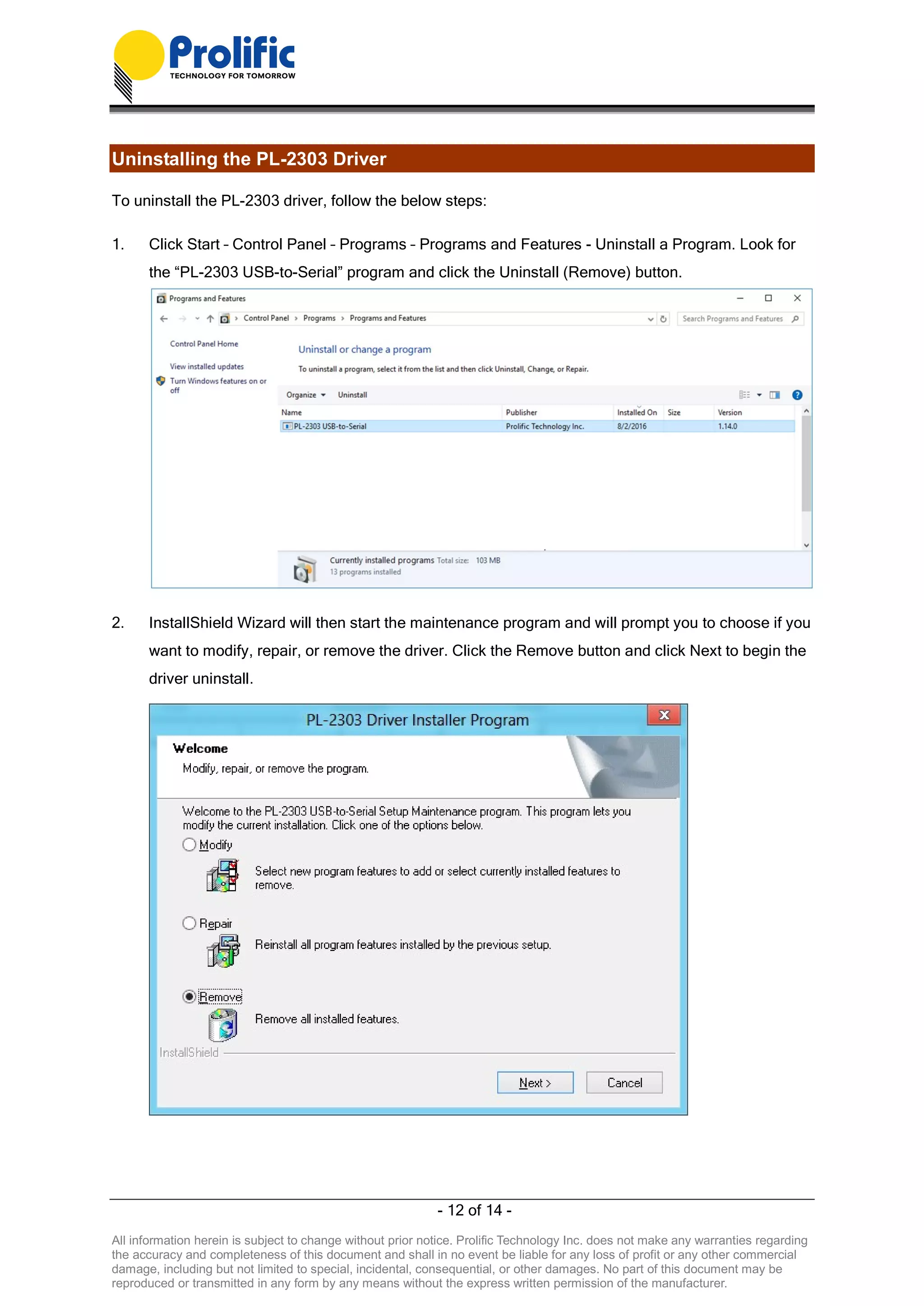 Pl2303 windows driver manual v1.23.0 | PDF