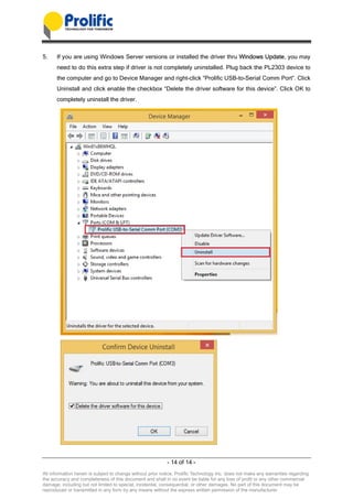 Pl2303 windows driver manual v1.23.0 | PDF