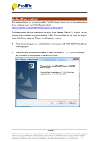 Pl2303 windows driver manual v1.23.0 | PDF