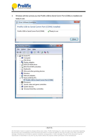 Pl2303 windows driver manual v1.23.0 | PDF