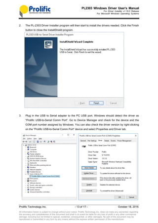 Microcontroladores PIC: Pl2303 windows driver user manual v1.16.0 | PDF