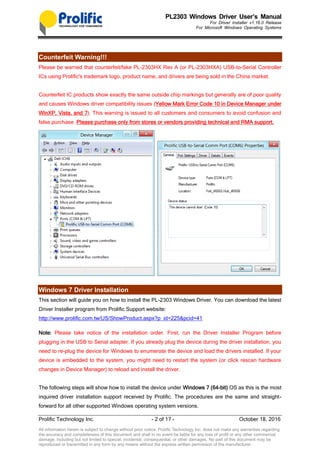 Microcontroladores PIC: Pl2303 windows driver user manual v1.16.0 | PDF