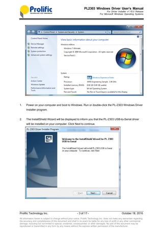 Microcontroladores PIC: Pl2303 windows driver user manual v1.16.0 | PDF