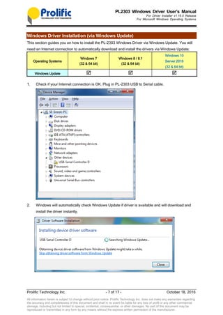 Microcontroladores PIC: Pl2303 windows driver user manual v1.16.0 | PDF