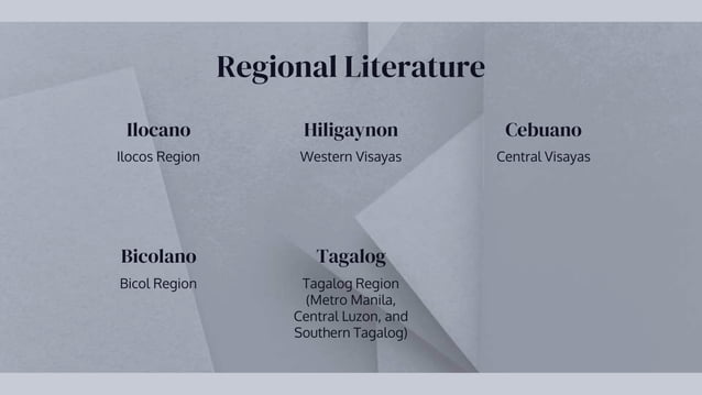 Topic 3 Regional Literature.pptx | Books and Literature