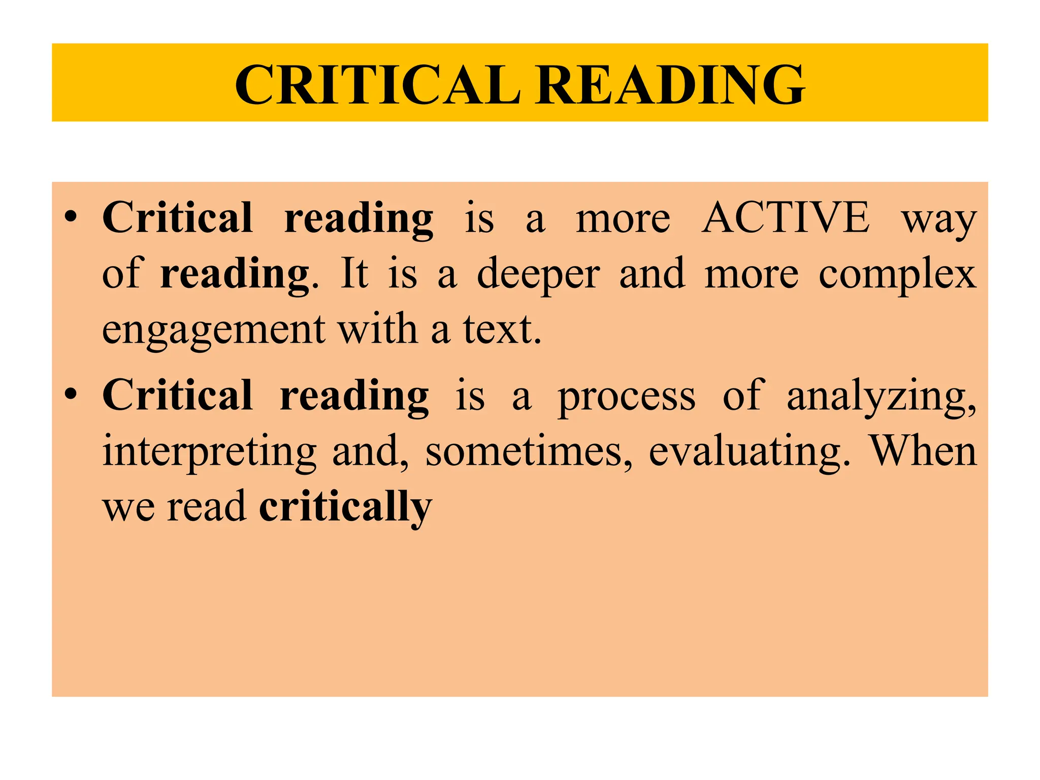 Introduction to Reading techniques to follow | PPT