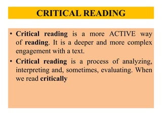 Introduction to Reading techniques to follow | PPT