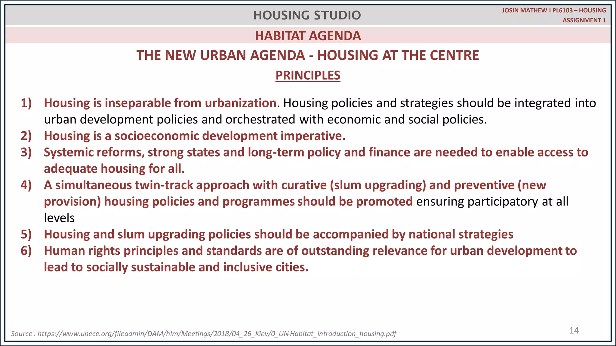 Housing - habitat agenda , global housing challenges | PDF