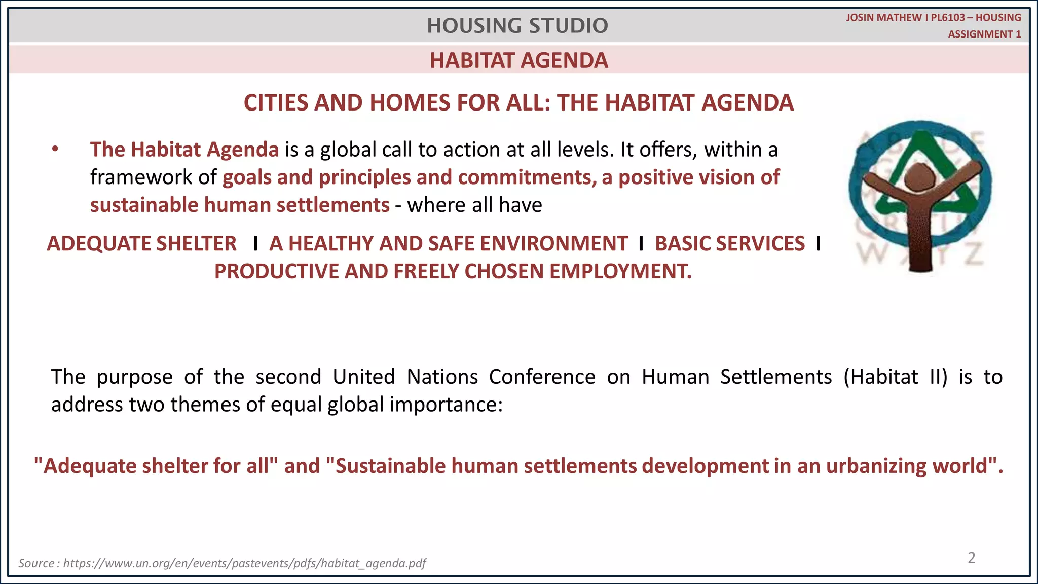 Housing - habitat agenda , global housing challenges | PDF