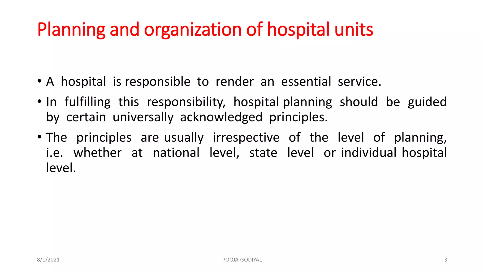 Planning & Organizing Hospital Units & Ancillary Services (CSSD, Laundry, Laboratory, Kitchen ...