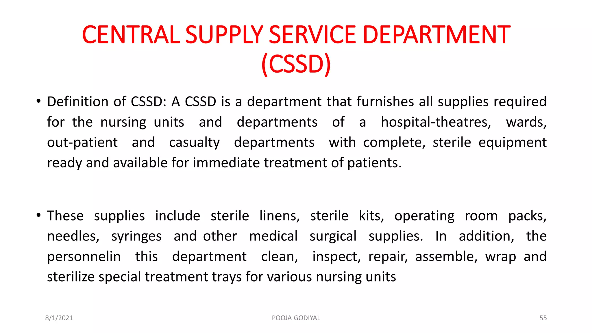 Planning & Organizing Hospital Units & Ancillary Services (CSSD ...