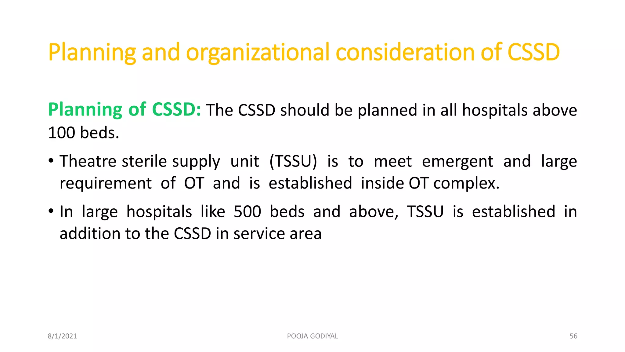 Planning & Organizing Hospital Units & Ancillary Services (CSSD ...