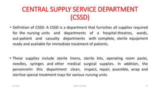Planning & Organizing Hospital Units & Ancillary Services (CSSD ...