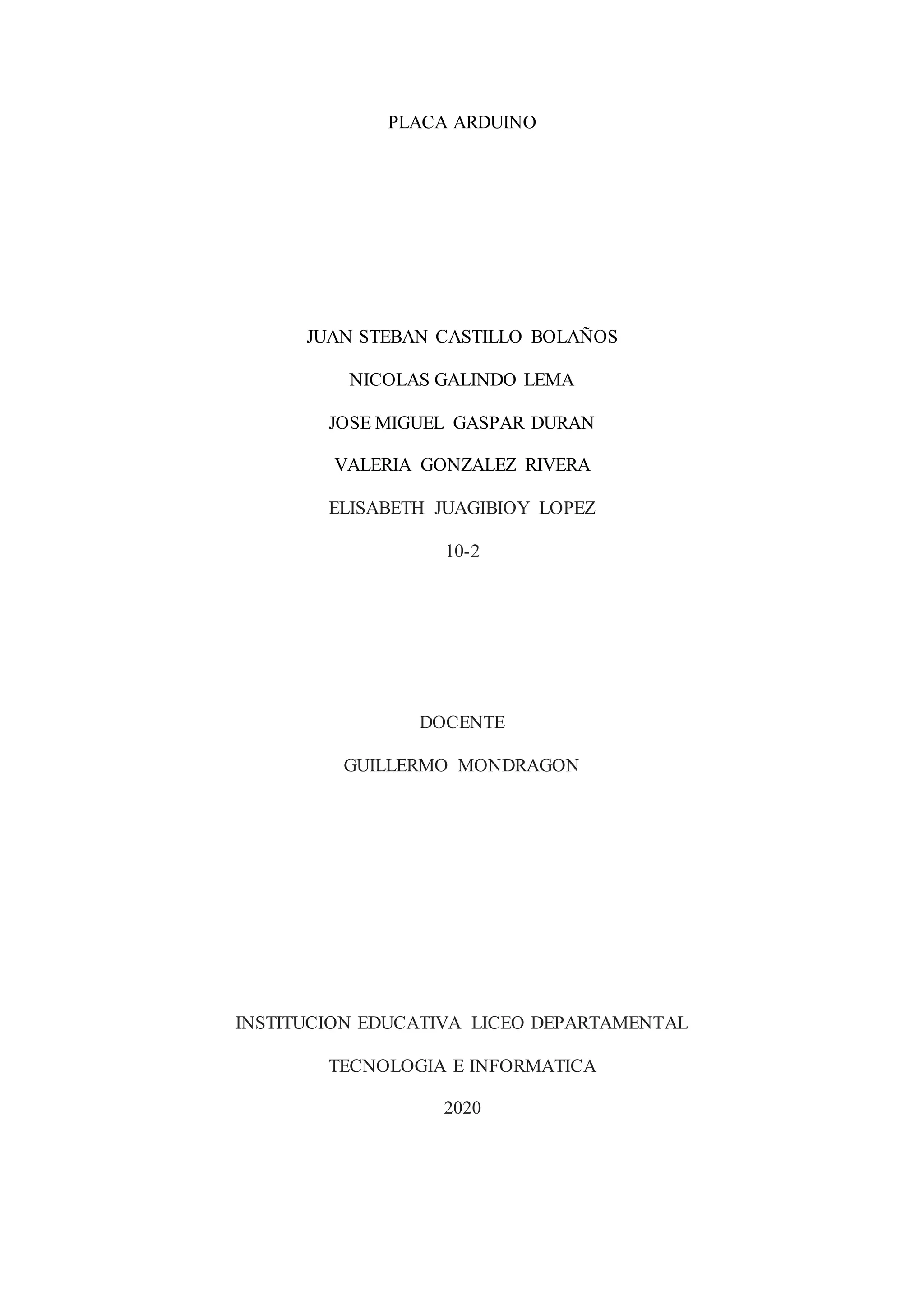 Informe Escolar Grupal Sobre Tarjeta Arduino Pdf