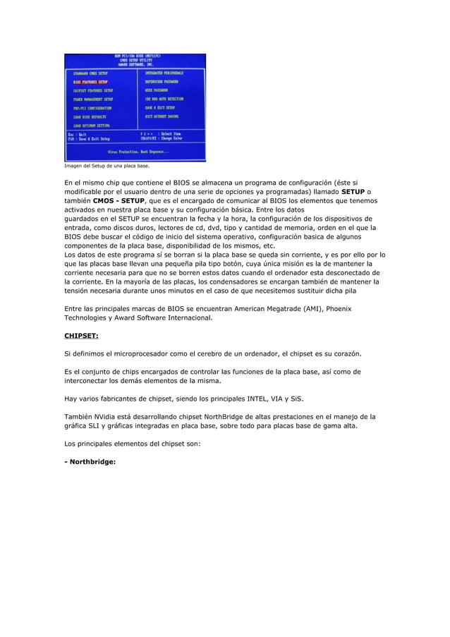 Placa madre componentes y funciones | DOC | Computing | Technology ...