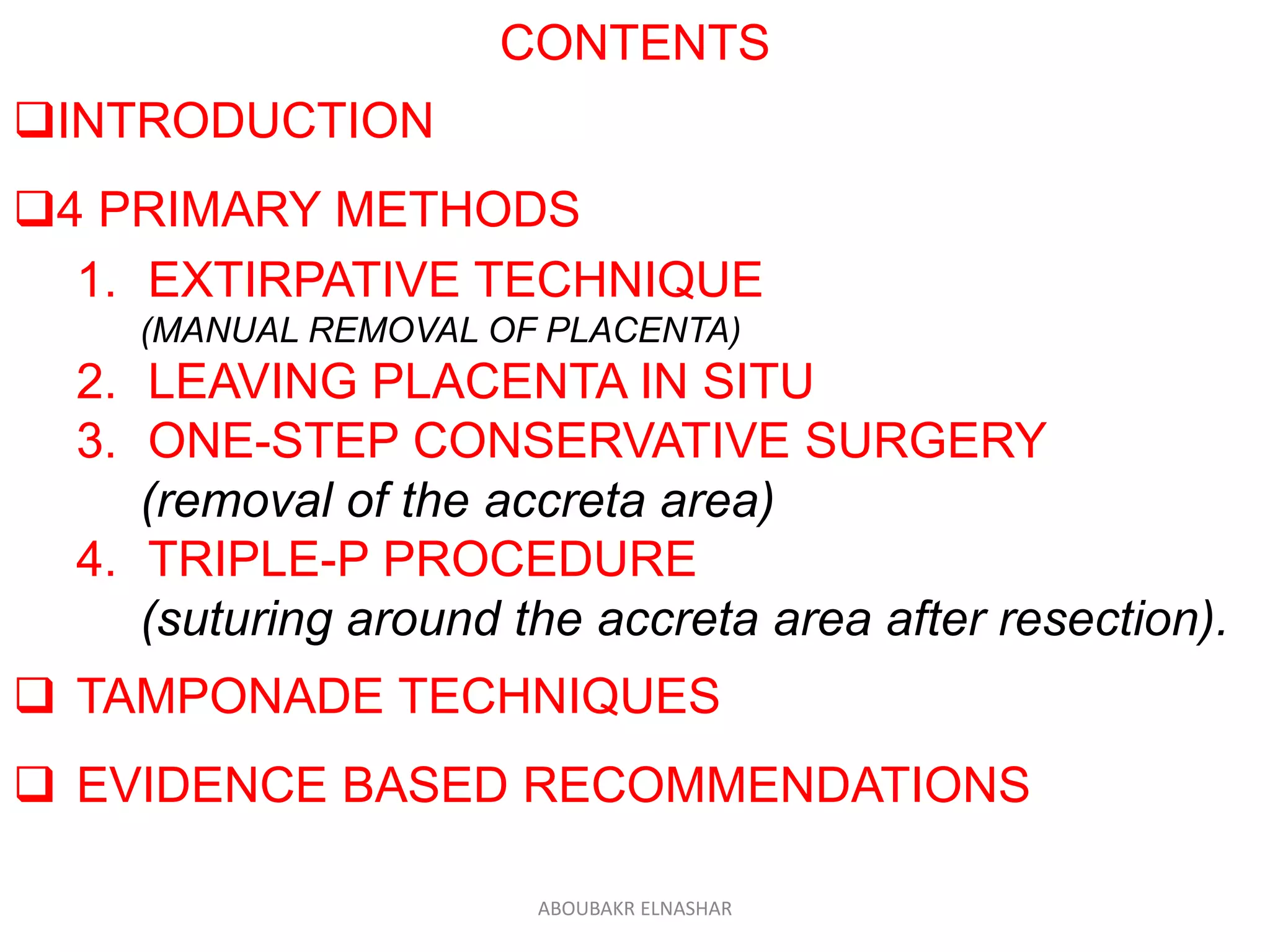FIGO guidelines on Placenta Accreta Spectrum Disorders: Conservative ...