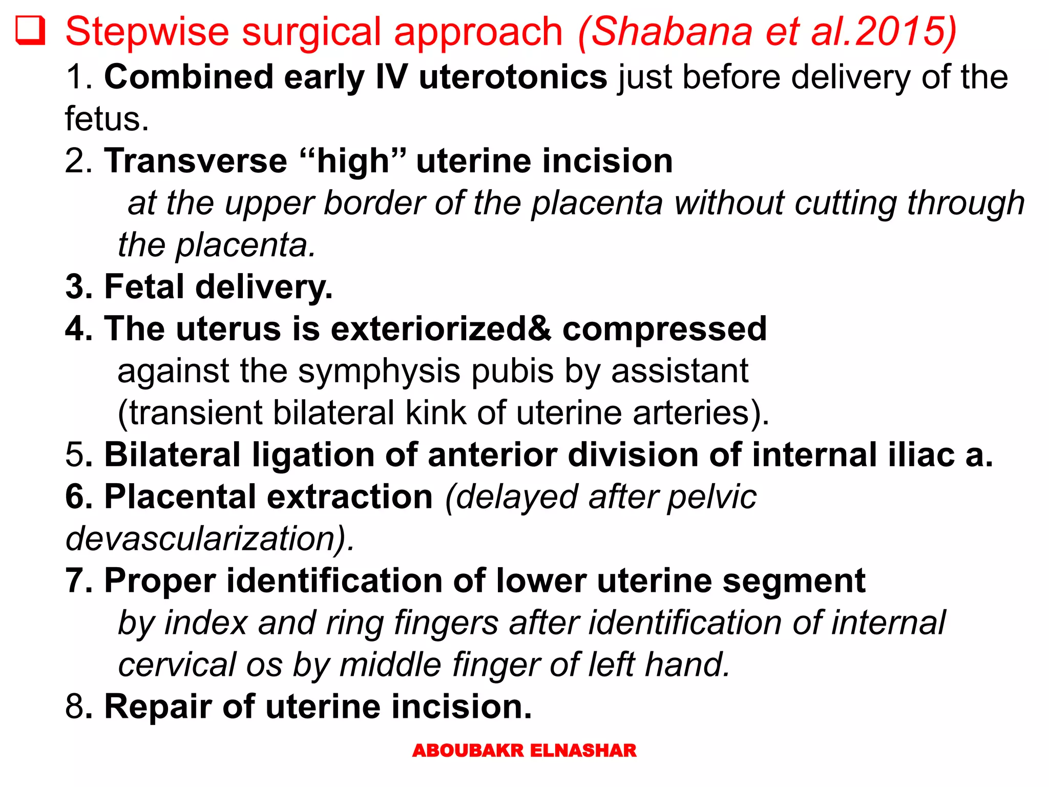 FIGO guidelines on Placenta Accreta Spectrum Disorders: Conservative ...
