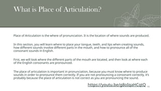 Articulation Place and manner lesson AS. | PPTX