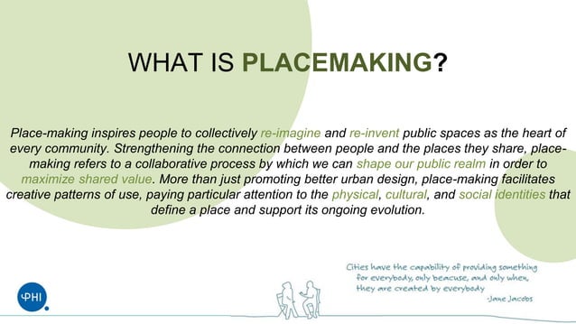 Placemaking: Building our Cities around places | PPTX