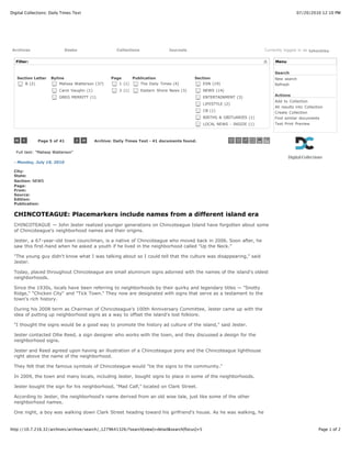 Chincoteague Pays Homage to Neighborhood Nicknames | PDF