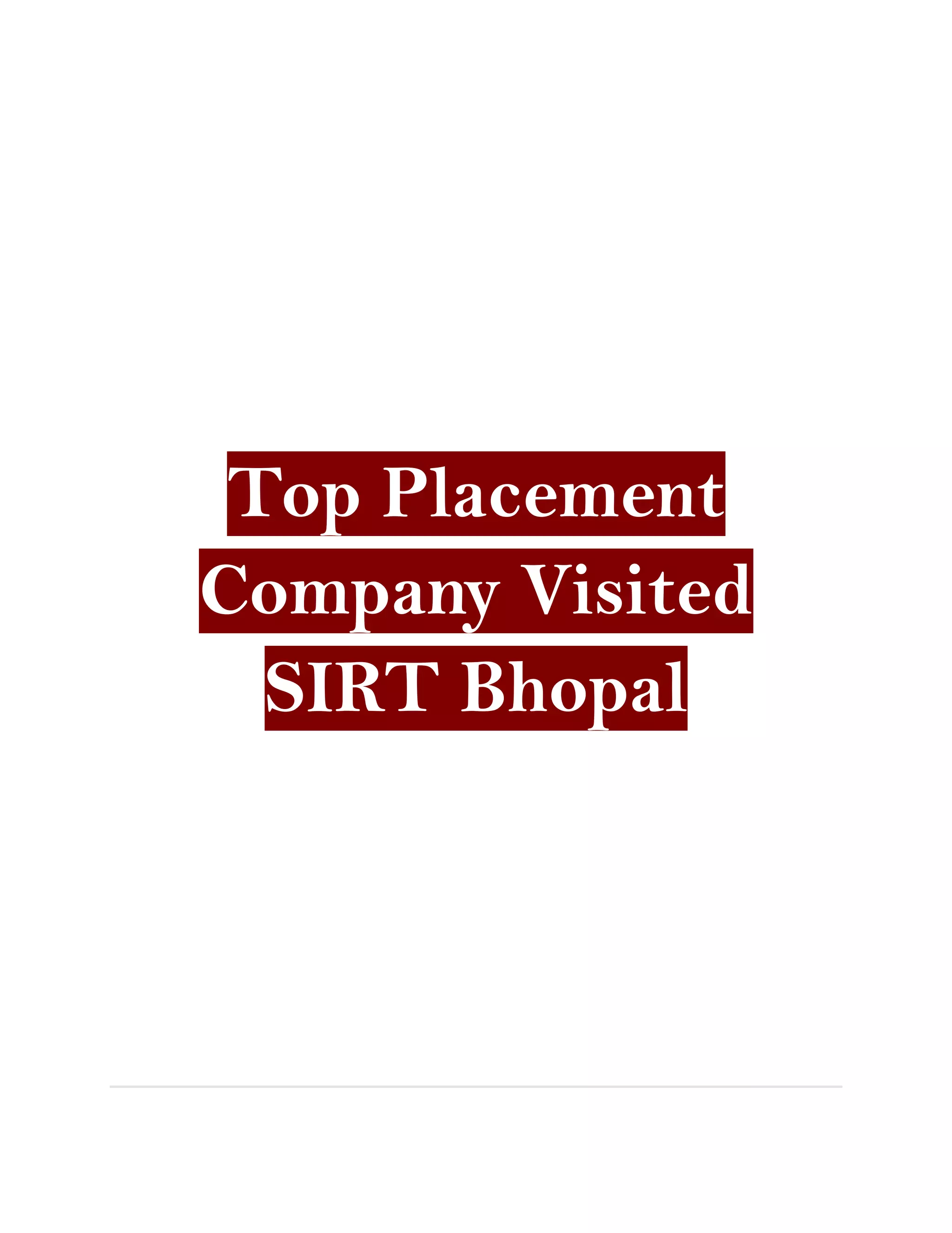 Placement at sagar group Bhopal | SIRT College Bhopal | PDF