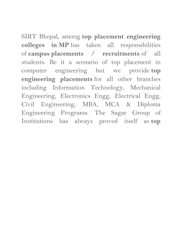 Placement at sagar group Bhopal | SIRT College Bhopal | PDF
