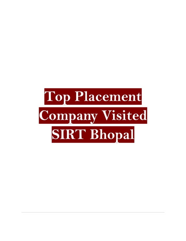 Placement at sagar group Bhopal | SIRT College Bhopal | PDF