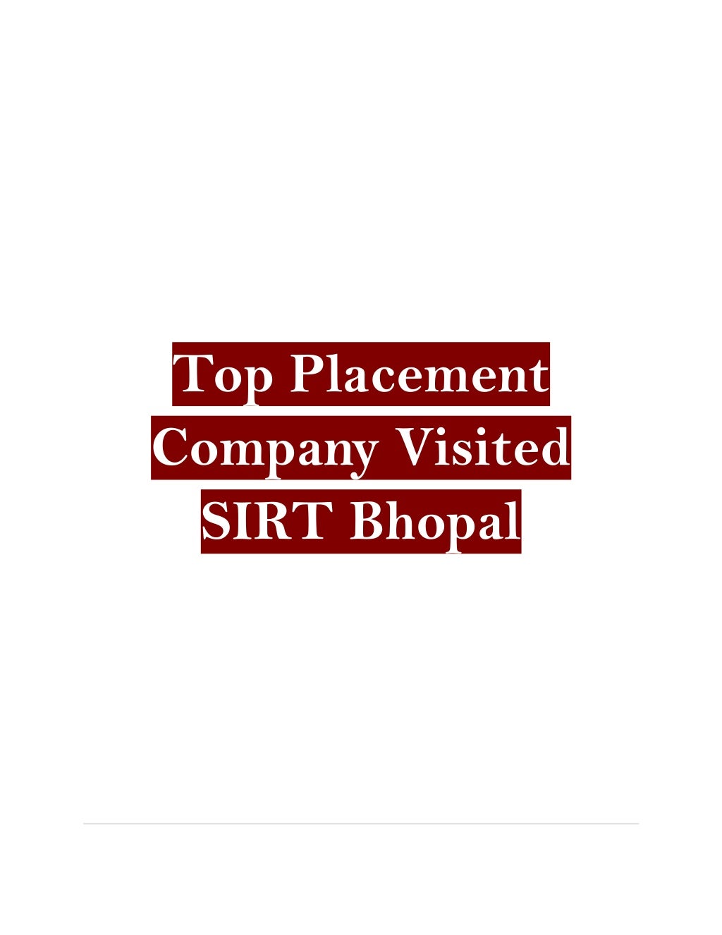 Placement At Sagar Group Bhopal Sirt College Bhopal