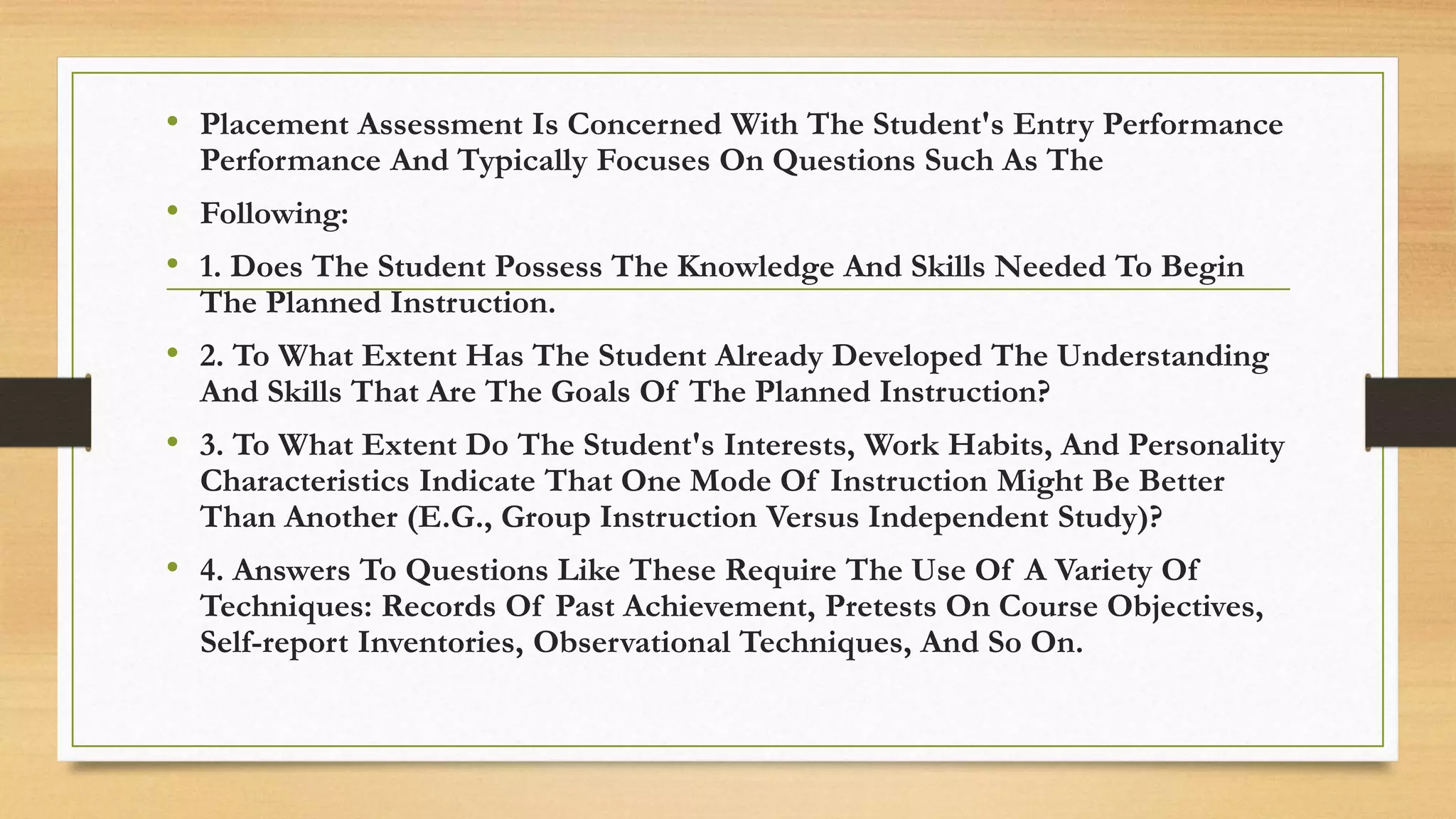 Placement & diagnostic assessment | PPTX